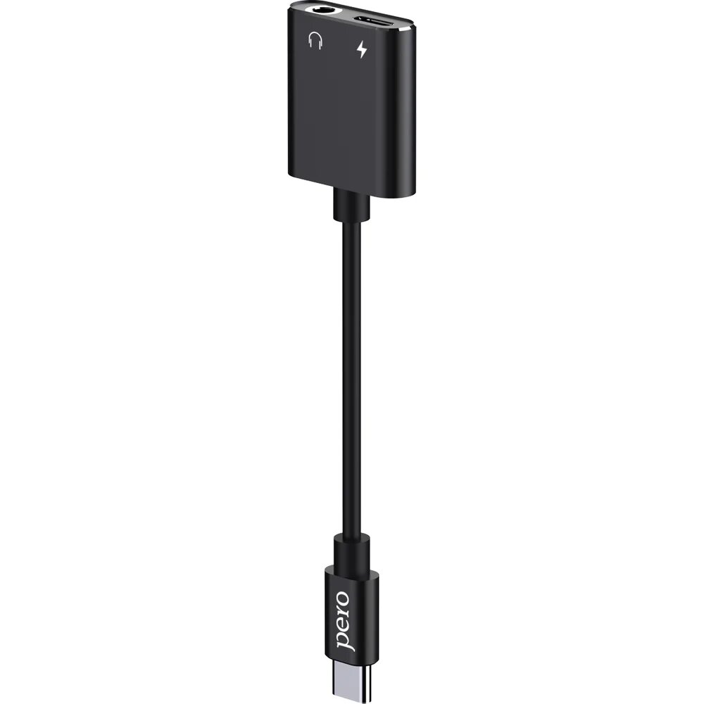 Адаптер Pero AD10 USB TYPE-C TO USB TYPE-C/MINI JACK 3.5, черный PRAD10BK, черный