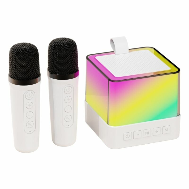 1 комплект беспроводного Bluetooth-динамика k18 с микрофоном K song, белый-двойной микрофон