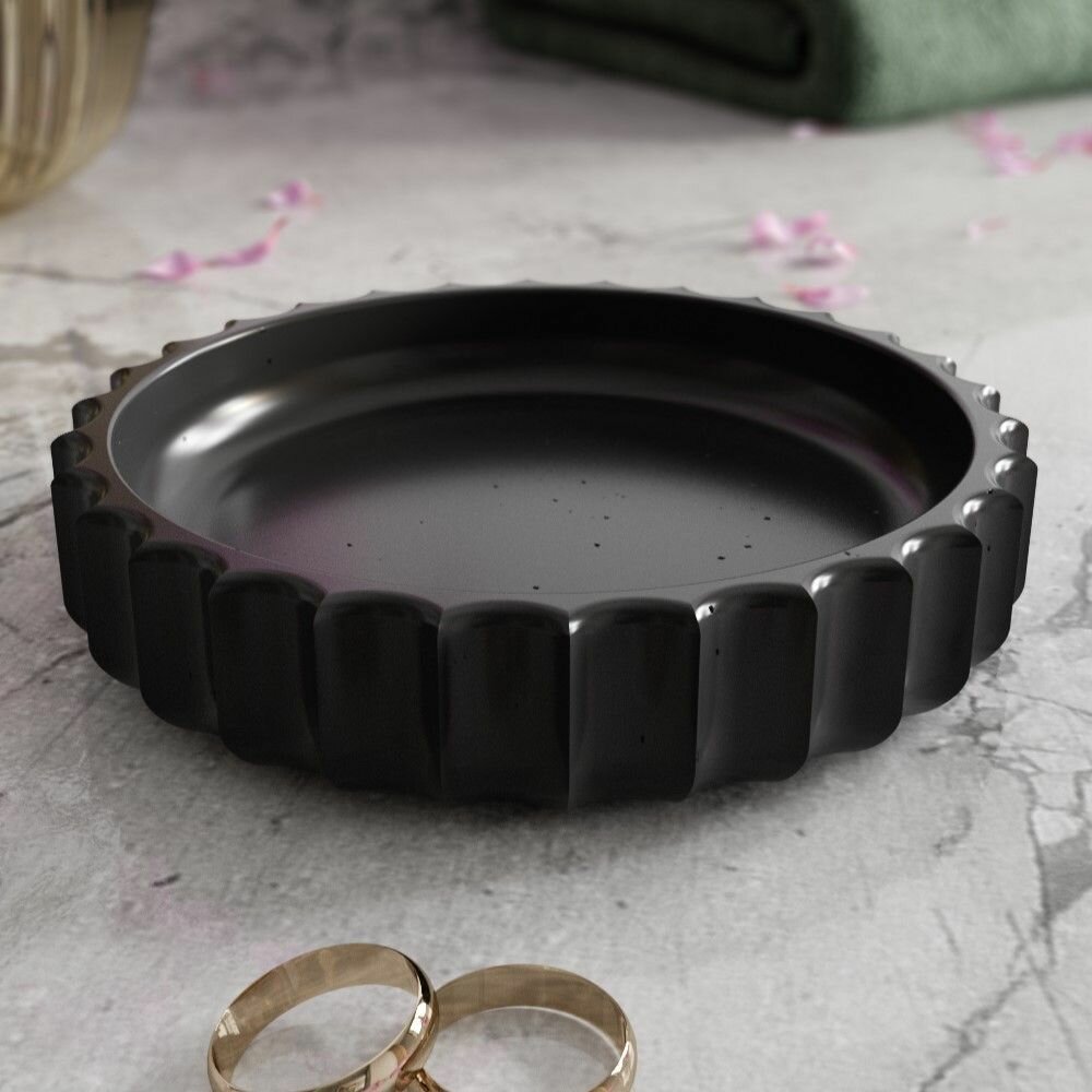 Интерьерная посуда. Декоративная поднос - подставка 11х11 см. San Marino circle XS черная глянцевая.