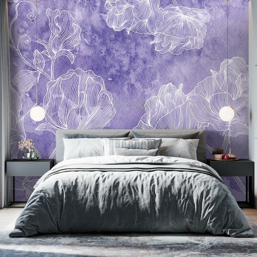 Фотообои Сиреневые кружева 14-089-S-Холст 270 x 200 см (ВхШ) Бесшовные, флизелиновые, влагостойкие обои