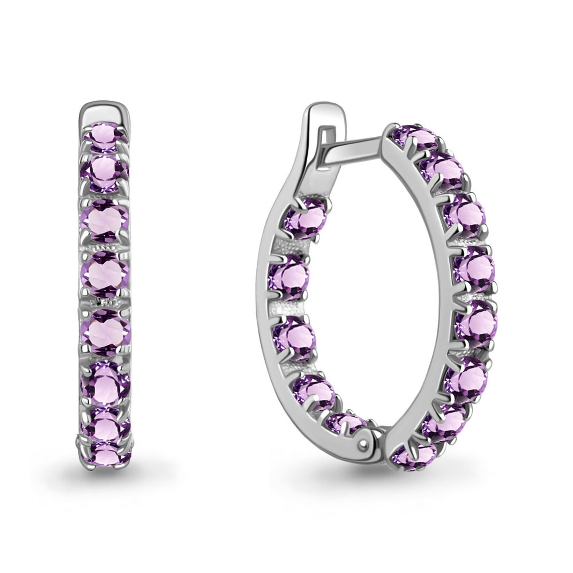 Серьги, серебро, 925 проба, родирование, аметист