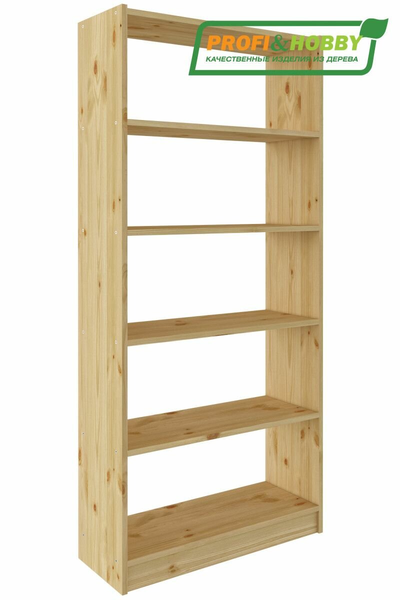 Стеллаж деревянный 6 полок, 80х30х175 см сосна без покраски, Profi&Hobby