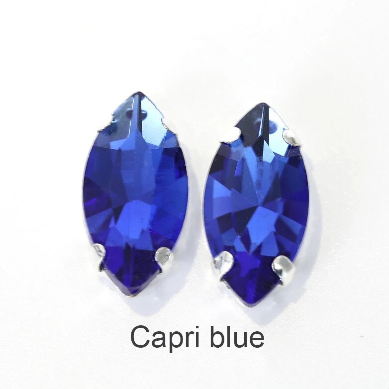 Стразы Navette 4x8mm Capri blue, 20шт