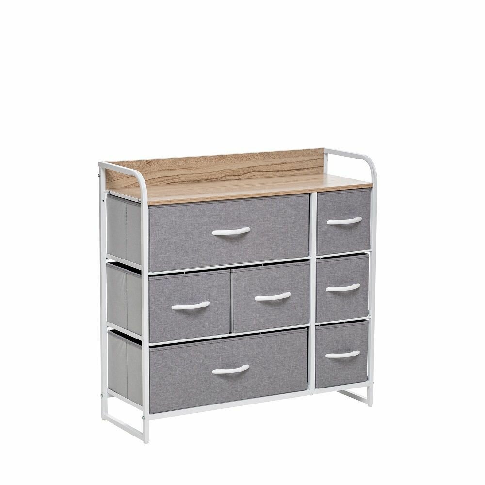 Комод для одежды Ноа 7 ящиков, Каркас Белый, Светло-серый
