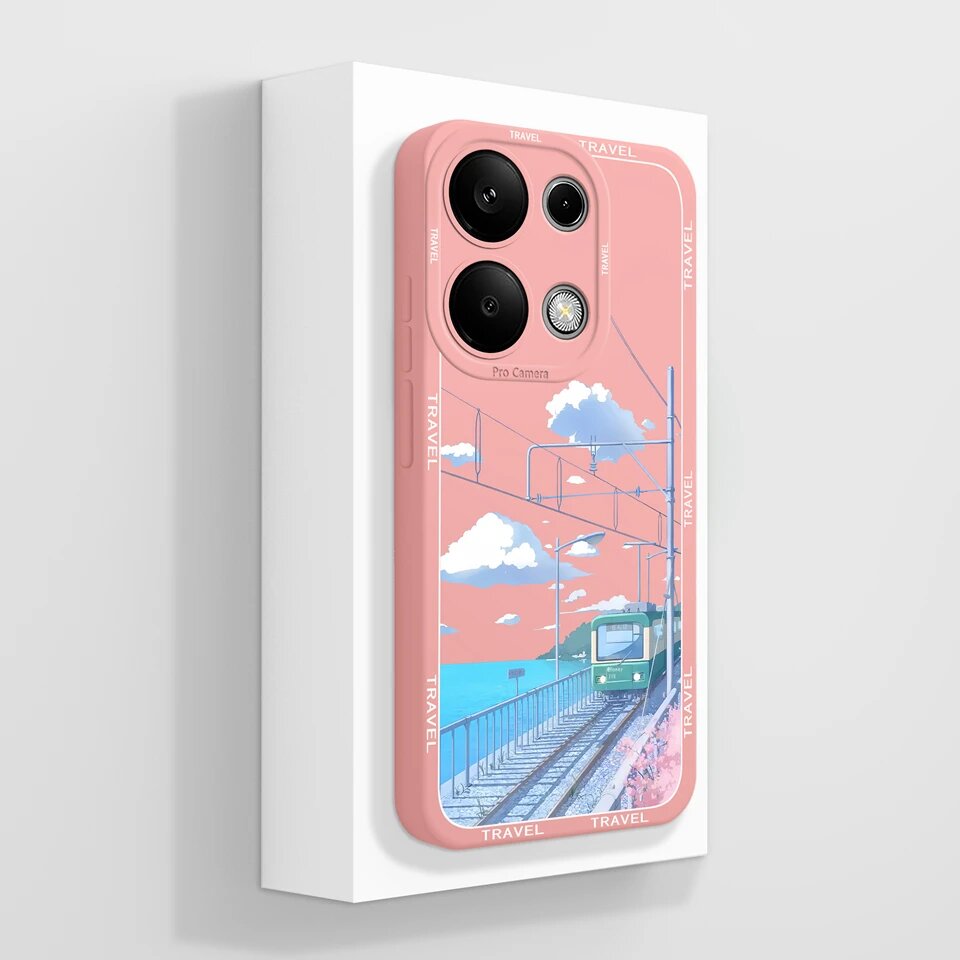 Розовый чехол Redmi Note 13 (5G) с поездом