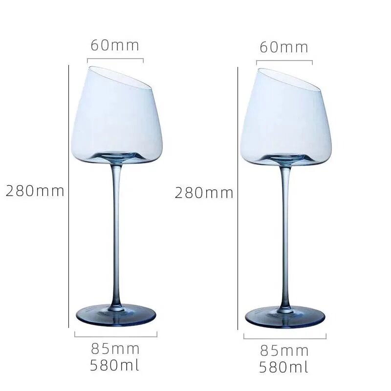 CZHOMMAGIC стеклянный бокал для красного вина 580 мл, набор из 2 штук Белый, Blue 2Pcs