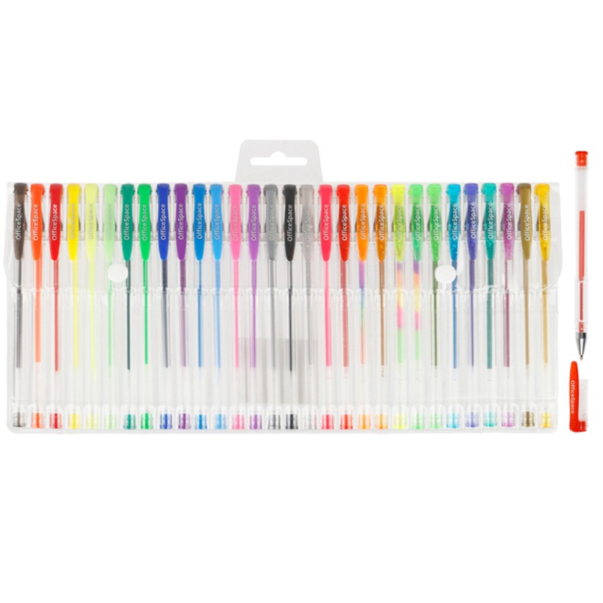 Набор гелевых ручек 30 цветов 1мм OfficeSpace Megaset в пластиковой упаковке