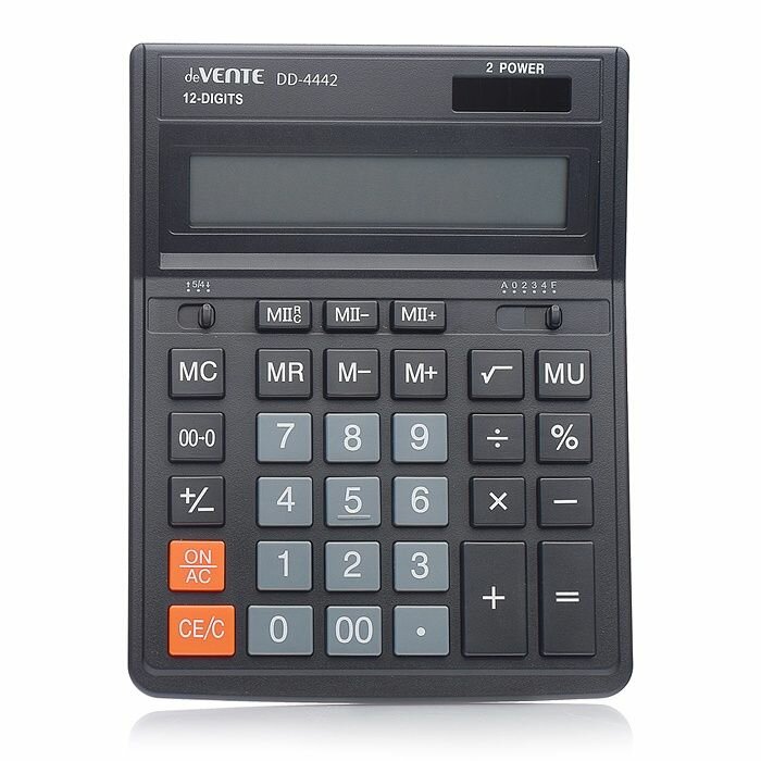Калькулятор настольный deVENTE DD-4442, 153x199x31 мм, 12 разрядный, черный (4031314)