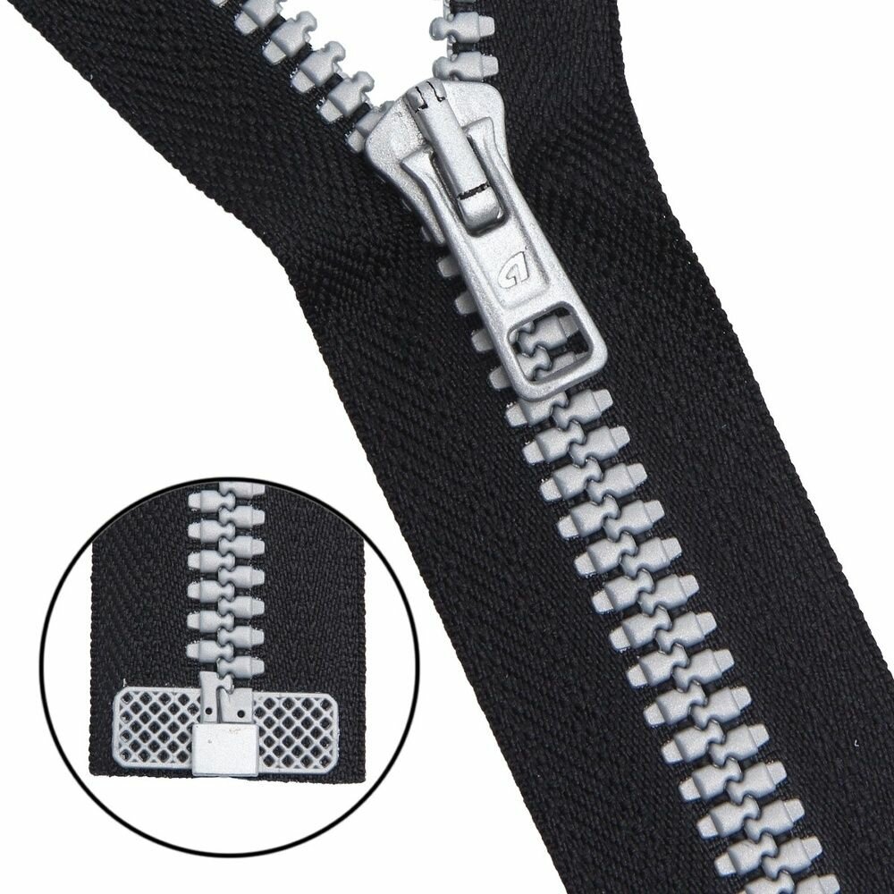 Молния-трактор ARTA-F 80 см DECOR 077 черный/991 алюминий, 5 шт