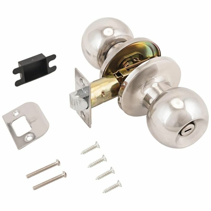 Ручка-защелка КНР "Стандарт", кноб круглый, для деревянной двери, 607 BK CP, фикс, цвет Хром