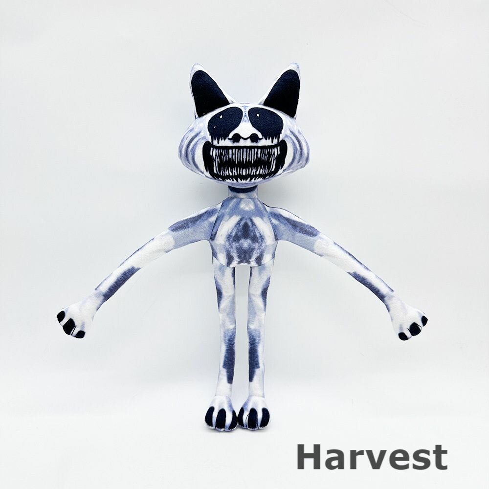 Деформированная игра ужасов в зоопарке, периферийная плюшевая кукла с принтом ухмыляющегося кота, 36 см 0,1 кг