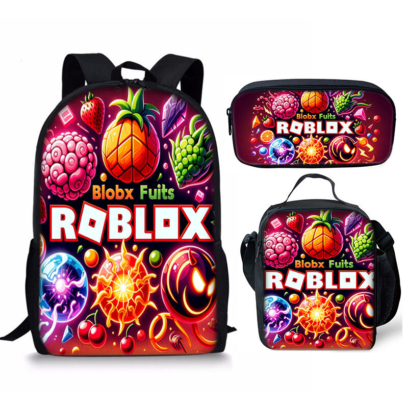 Сумка школьная трех частей / Roblox /с чехлом для карандашей и сумка мессенджер