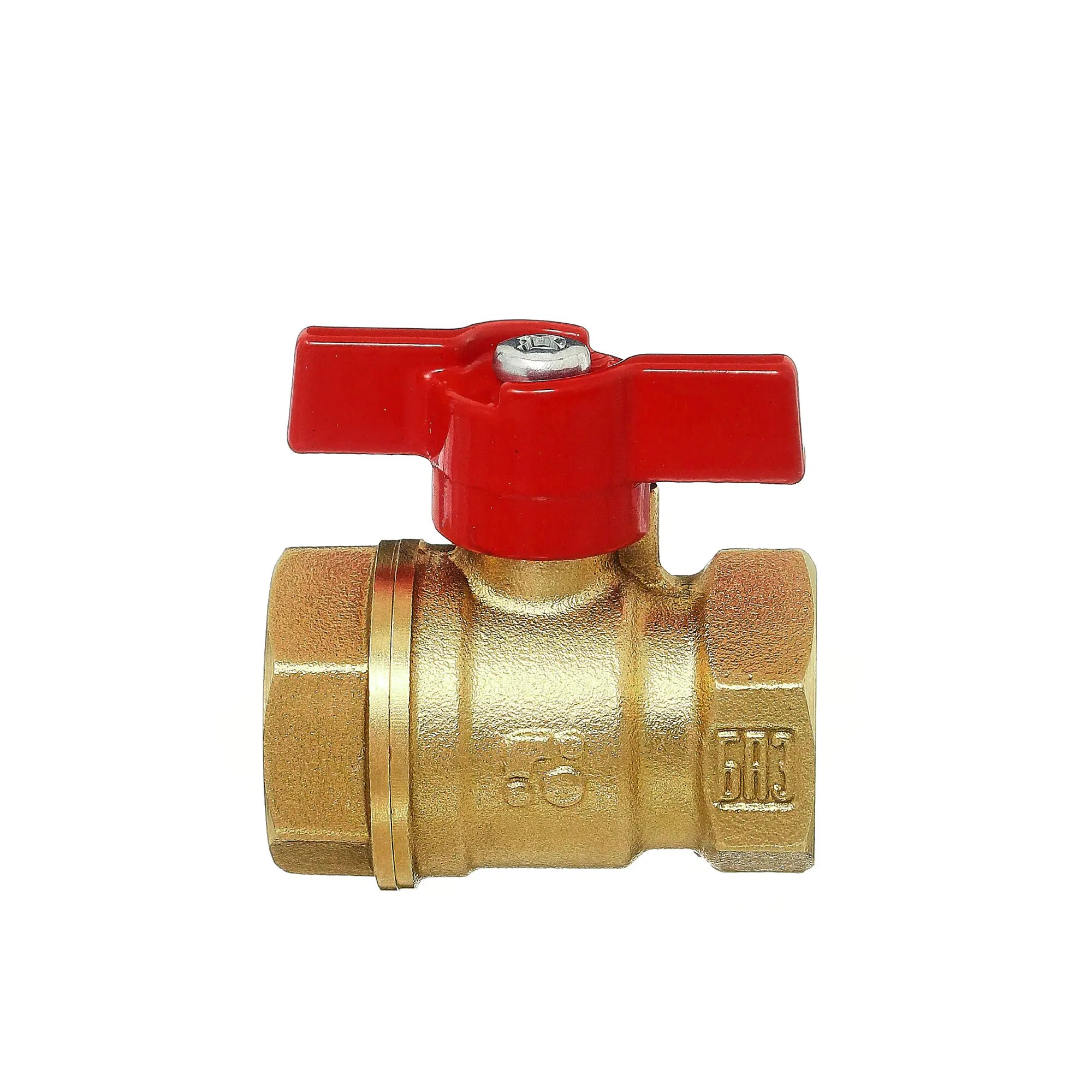 Кран шаровой прямой БАЗ DN15 PN40 1/2" ВР латунь ручка бабочка для водопровода