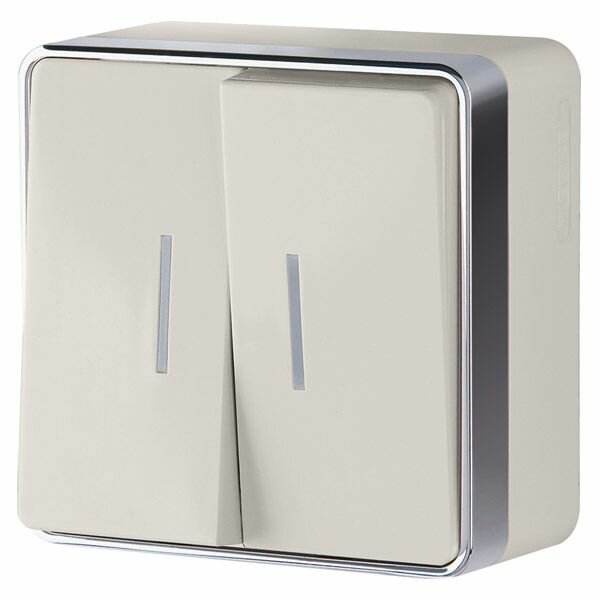 Выключатель накладной двухклавишный с подсветкой WERKEL GALLANT WL15-03-03 / W5020103 слоновая кость