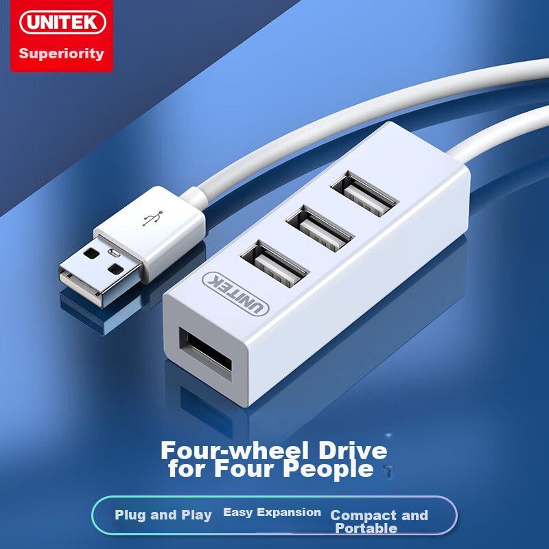 UNITEK USB Hub Splitter, 1 Meter 4-Port Hub Extender, Laptop Desktop Expansion Dock Converter, Phone Adapter 21D0CWH