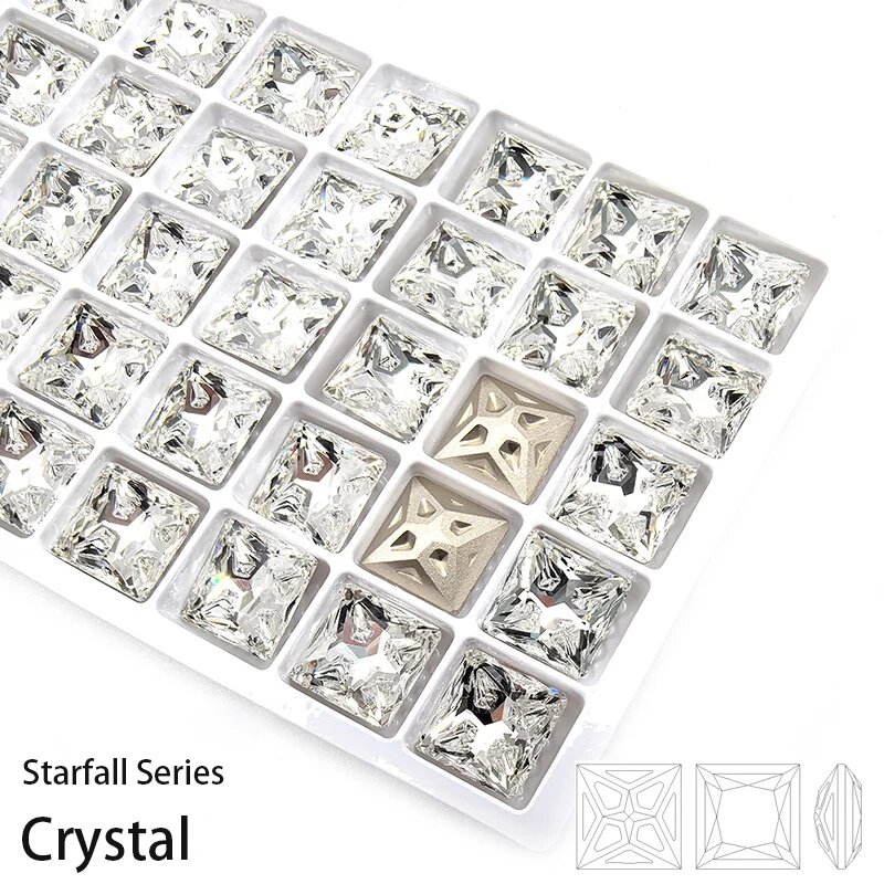 Квадратные стразы Starfall K9 для рукоделия Серебряный, 12mm, Crystal