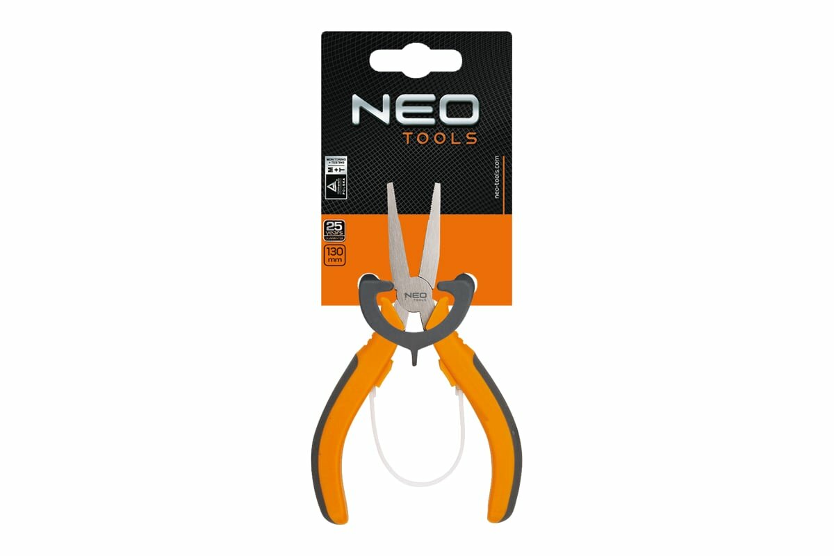 Прецизионные плоскогубцы NEO Tools 130 мм, губки с зубцами, нейлоновая пружина, двухкомпонентная рукоятка 01-105