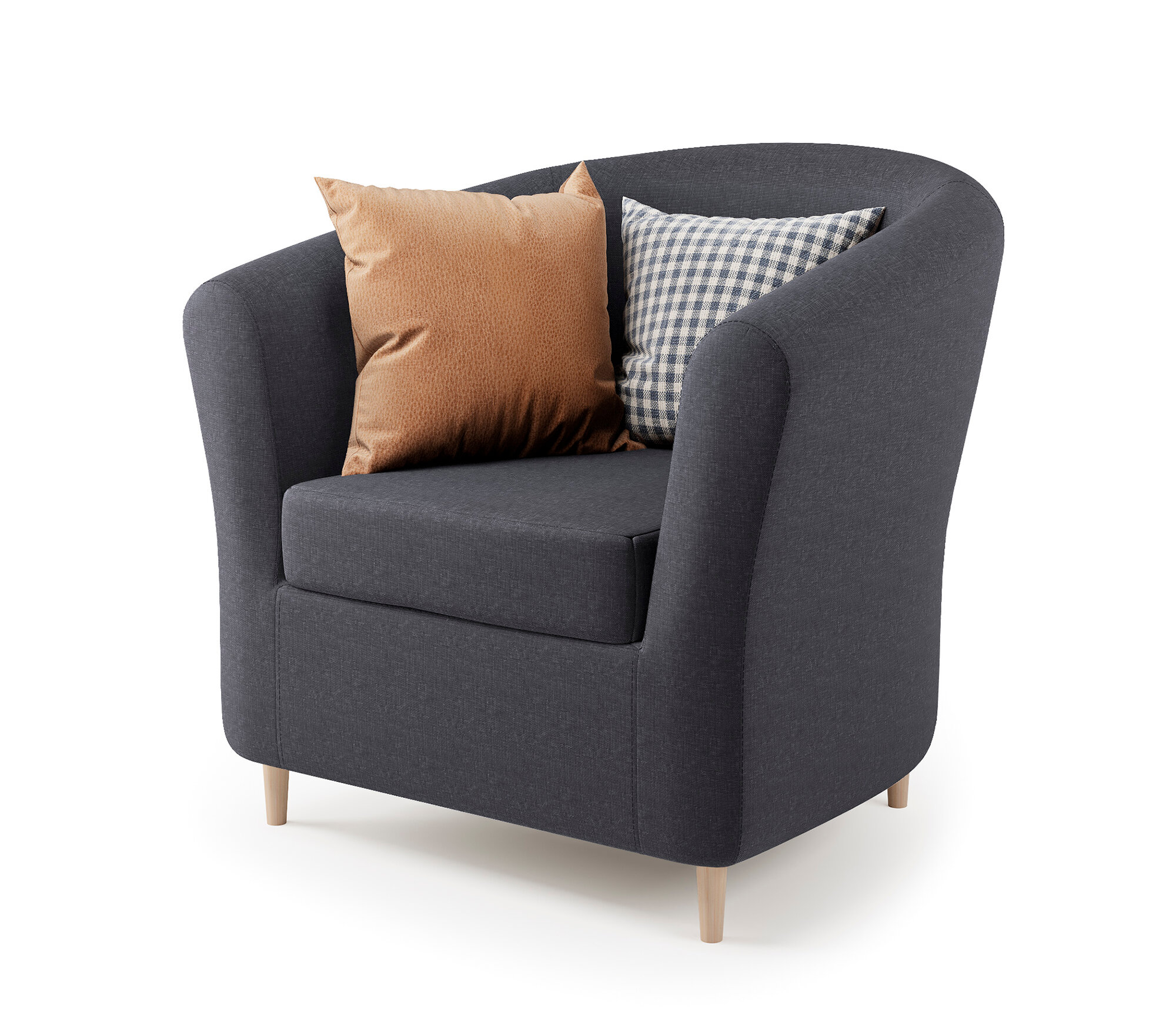 Кресло Шарм-Дизайн Евро Лайт, мягкое для дома и отдыха, с подлокотниками, рогожка серый, 82,5х82х76 см