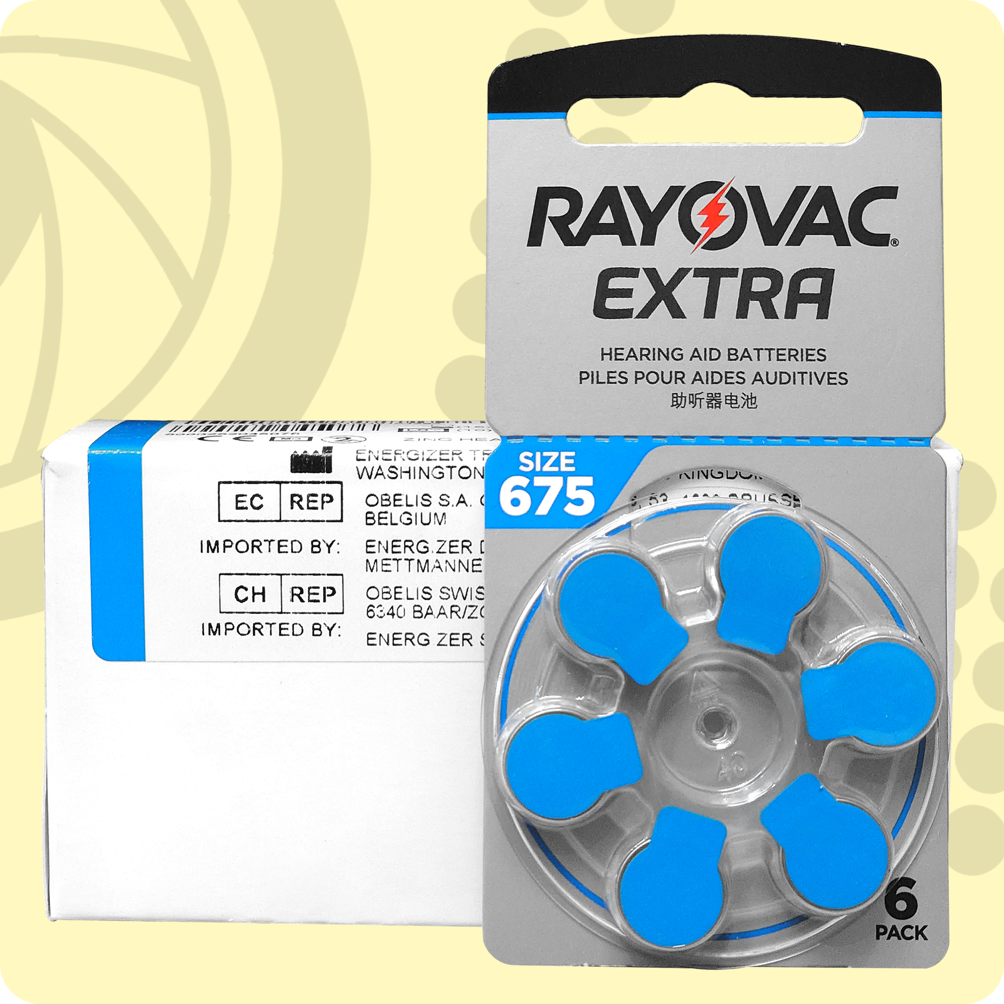Rayovac 675 Синий (ZA675/PR44) Extra | 1,45 вольт Воздушно-цинковые Батарейки для слуховых аппаратов - 60шт.