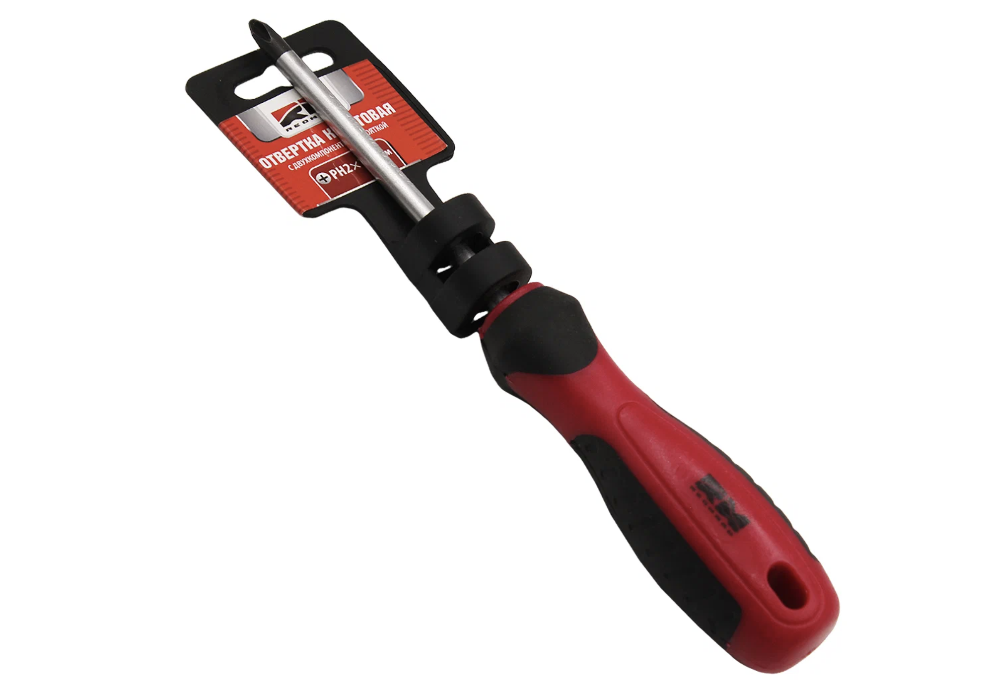 Отвертка крестовая RedMark, PH2x100 мм, c двухкомпонентной рукояткой