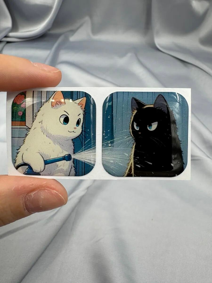 3d стикеры на телефон парные белый и черный кот 3д наклейки