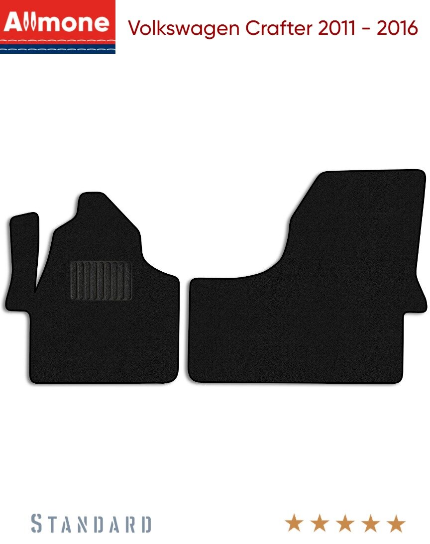 Ворсовые коврики для Volkswagen Crafter 2011 - 2016, Стандарт, черные, 2шт / Фольксваген Крафтер