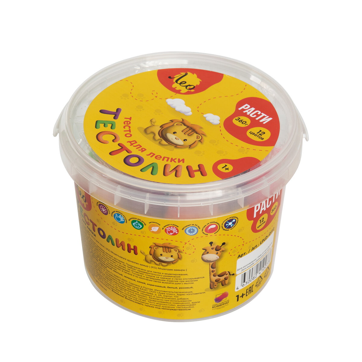 Лео Тестолин (Тесто для лепки) LPLD-0112-HO26 360 г 12 цветов детский материал
