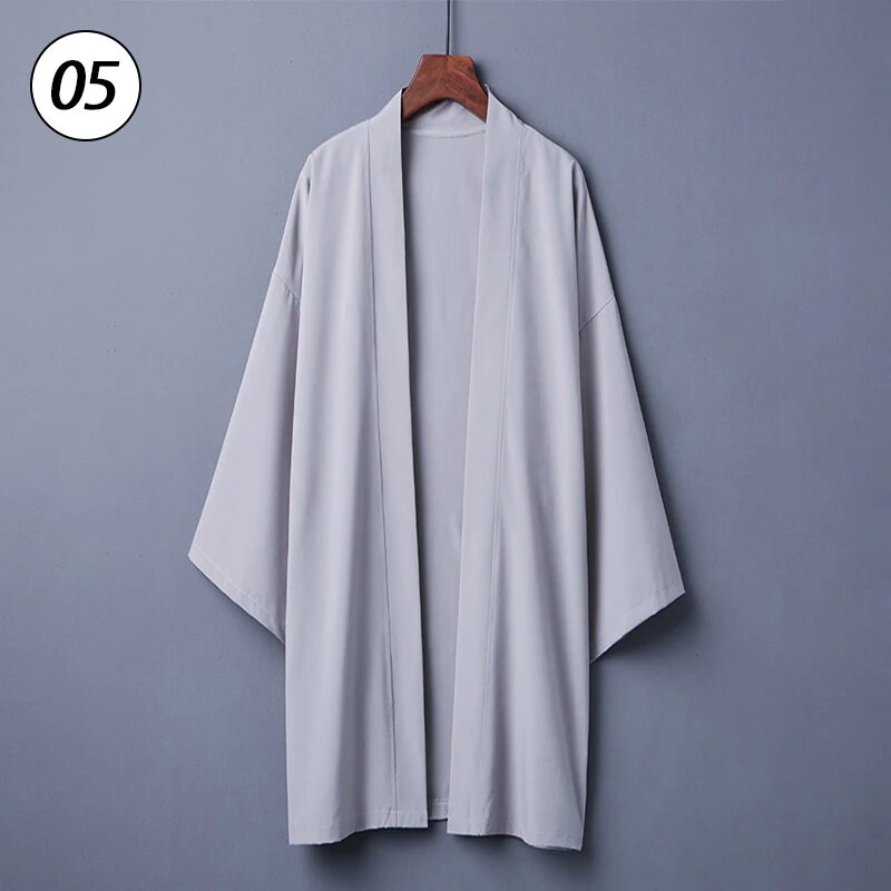 Мужской полиэстровый хаори Ukiyo-e Style Белый, 5