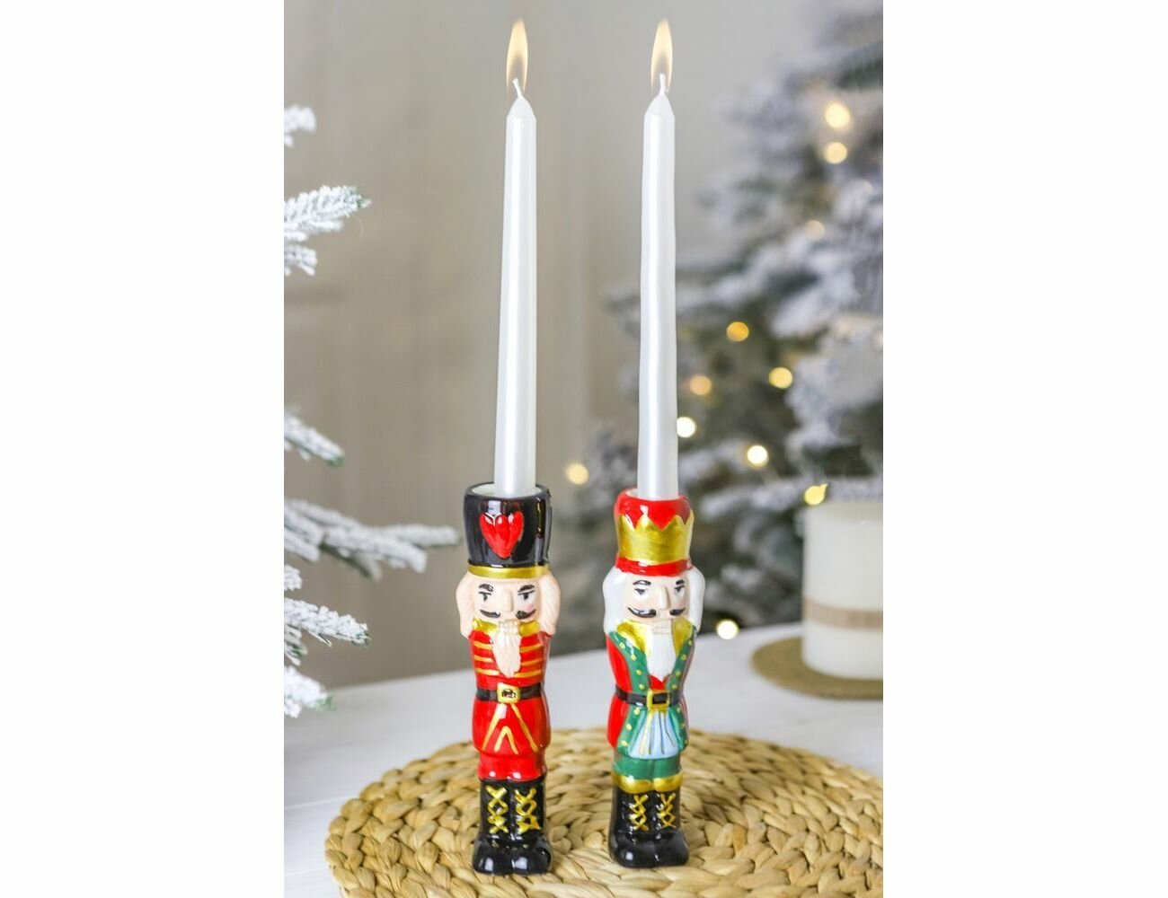 Набор декоративных подсвечников друзья-щелкунчики, керамика, 18 см, 2 шт, Edelman 1164220-набор