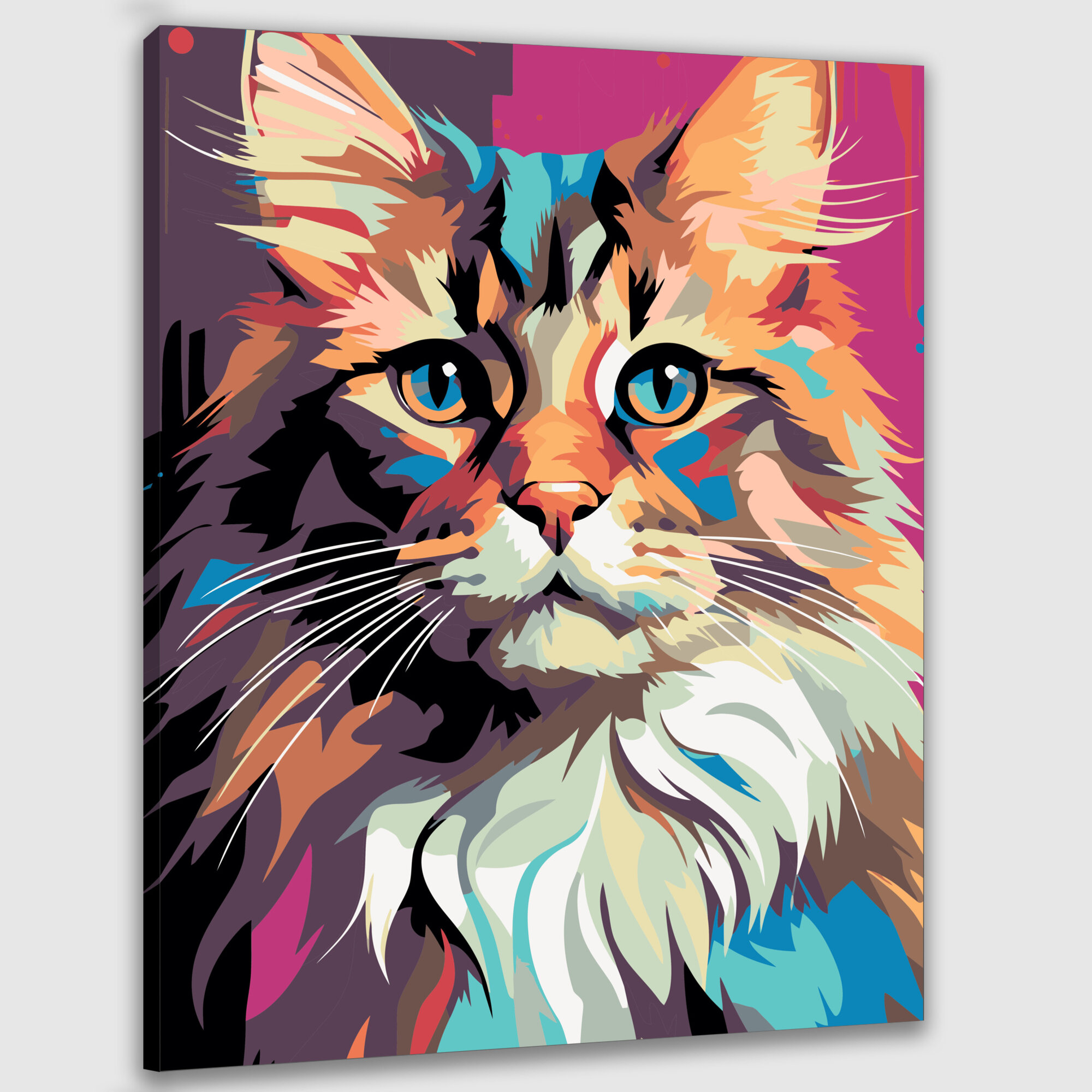 Картина по номерам 40x50 см, кошка, цифровая иллюстрация, мейн-кун, элегантность, гордость, смелые линии, динамичность
