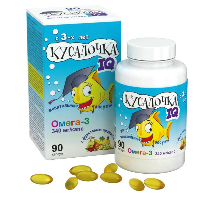 Кусалочка IQ ОМЕГА-3 N90 капс жеват массой 750МГ