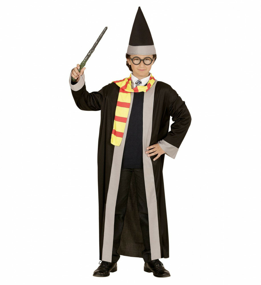 Костюм Гарри Поттер подростковый 01148 (туника, шарф, шляпа) черный, 11-13 лет рост 158 см