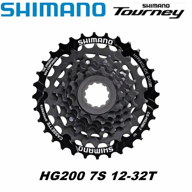 Кассета Shimano TOURNEY CS-HG200,12-32T,7 скоростей, Велосипед Маховик, Чёрный
