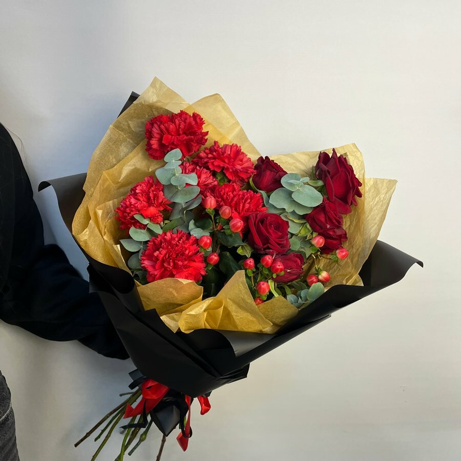 Авторский букет 167 - траурный с гвоздикой