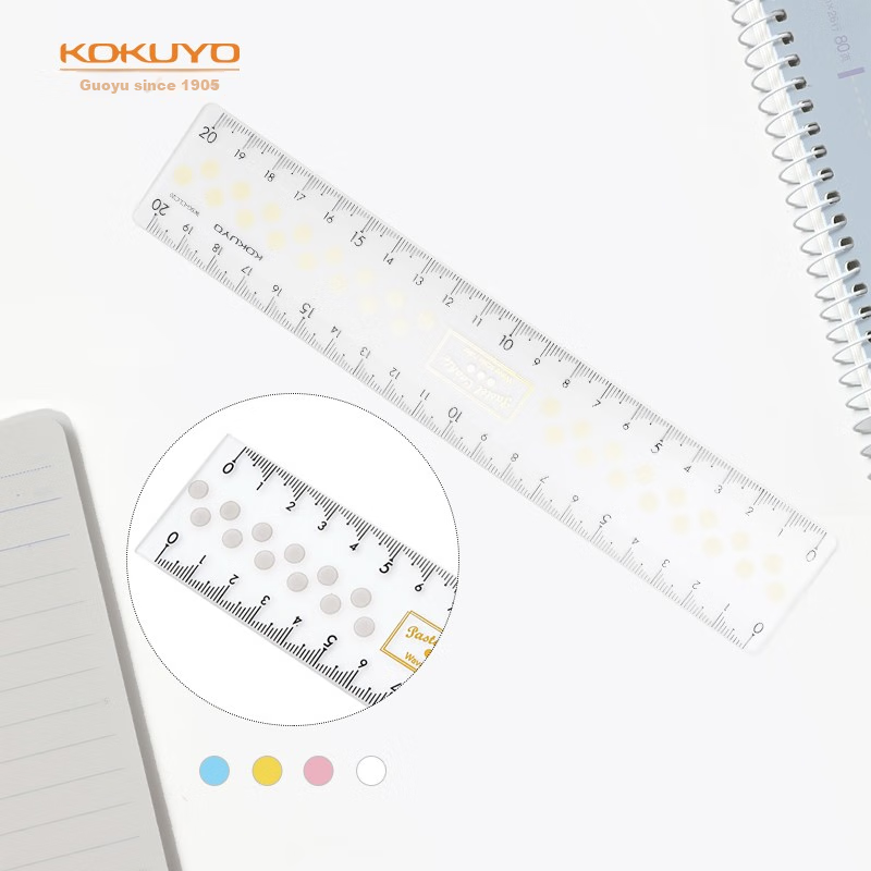 KOKUYO Pastel Cookie Acrylic Clear Ruler for College Entrance Exam, 20cm, 210*40*2.5mm, Random Color, 1 Piece, WSG-CLC20