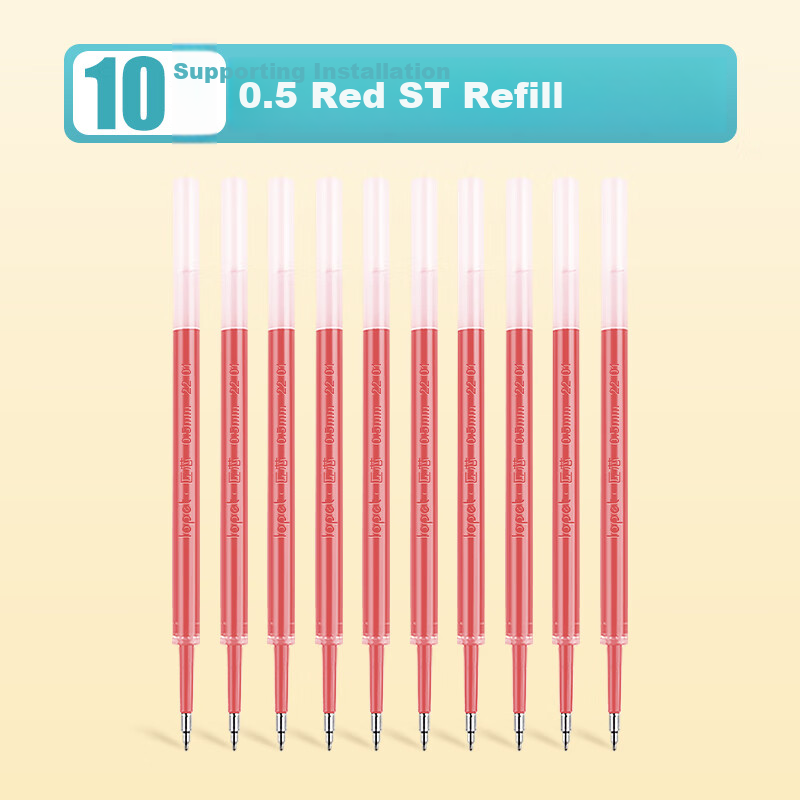 LOPET 0.5mm Red Ballpoint Pen Refills ST Head Universal Water Pen Refills 10-Pack LT-8025