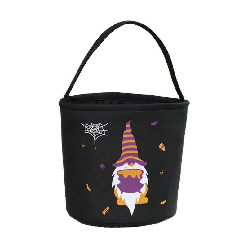 Переносная Корзина Для Конфет С Безликой Куклой-Карликовой Тыквой На Хэллоуин-Черный 1
