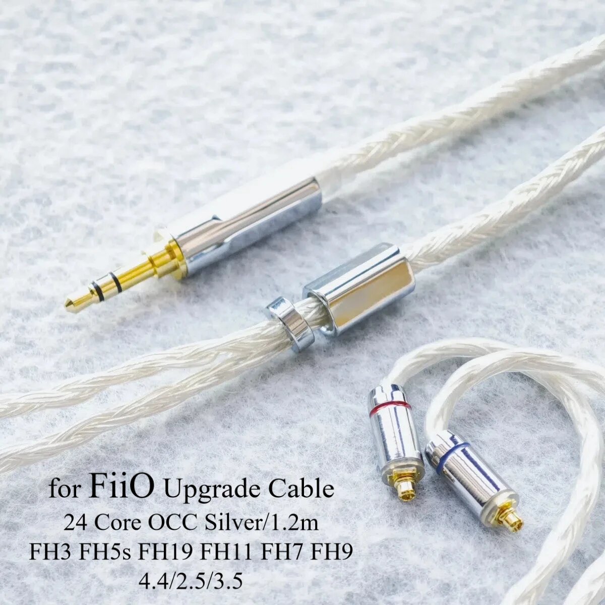Замена кабеля для FiiO FH3/FH5s/FH19 24-жильный серебропокрытый OCC 4,4 мм / 3,5 мм с Black 3.5