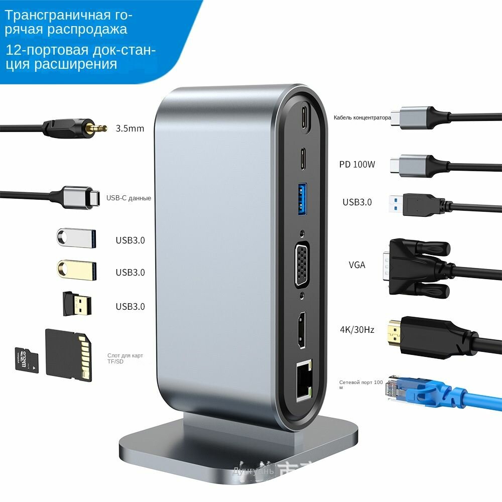 Usb hub 3.0 type c hub usb разветвитель 12 в 1 USB - хаб usb-c hub док станция для ноутбука Macbook Pro Air m1 m2 пк HDMI4K USB3.0 USB2.0 PD TF SD RJ45 AUX Tapy-c