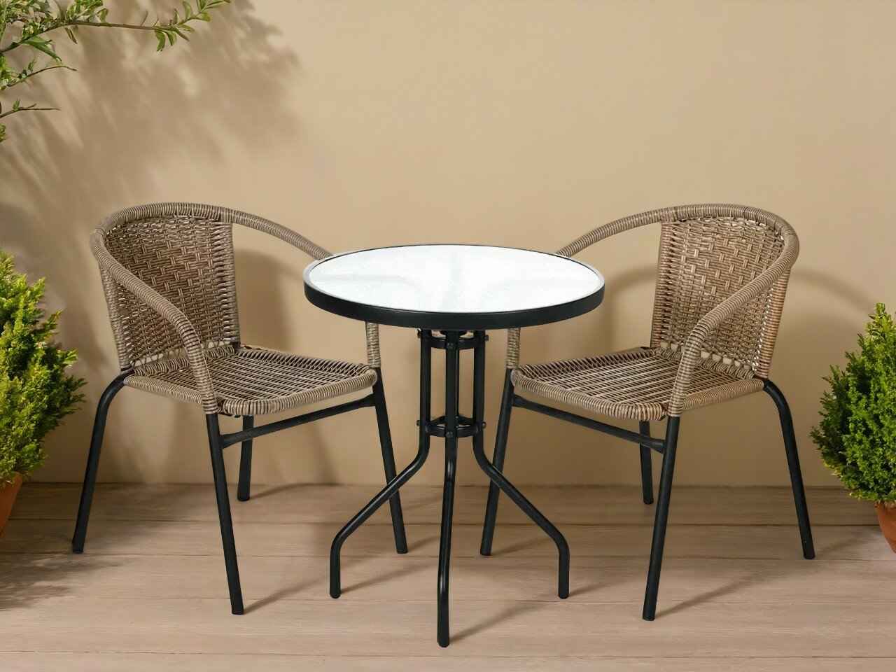 Комплект для отдыха Terazza 2+1, искусственный ротанг, светло-коричневый