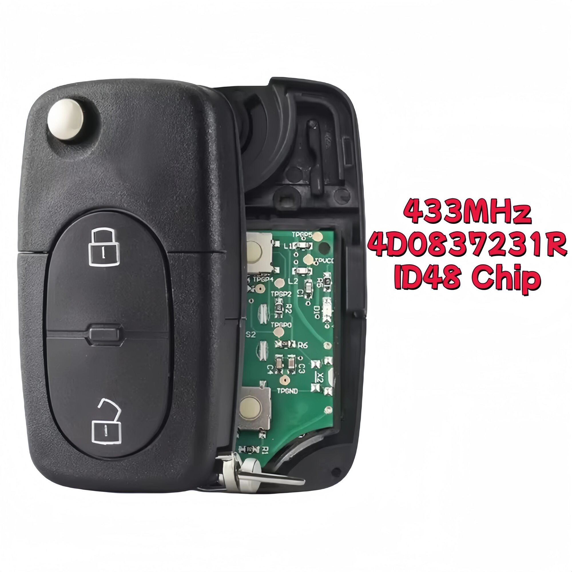 Пульт для Audi A3 A4 A6 A8 TT RS4 ID48 433MHz 4D0837231R