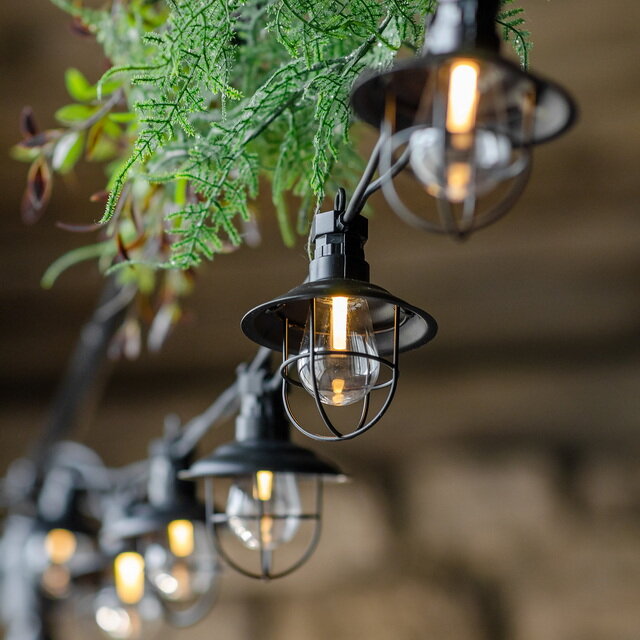 Гирлянда из лампочек Filidella, 10 ламп, теплые белые LED, 4.5 м, черный ПВХ, соединяемая, IP44, Kaemingk (Кейминг), 490092