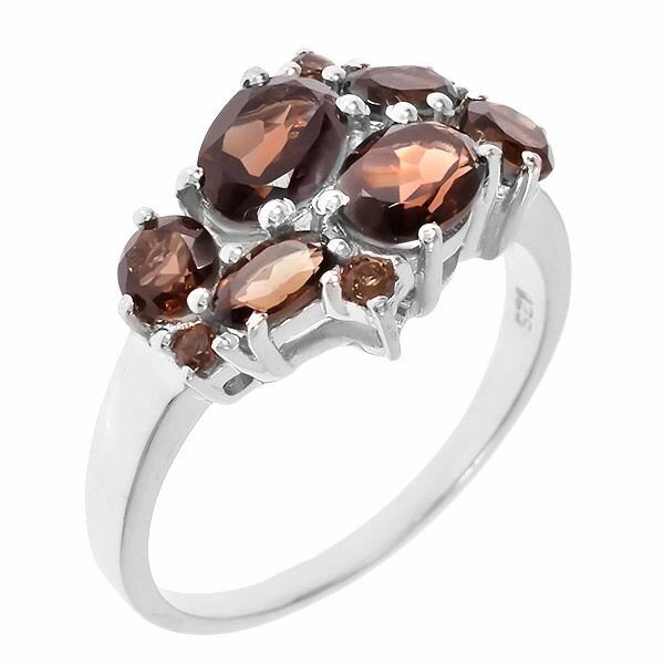 Кольцо тонкое, серебро, 925 проба, родирование, раухтопаз