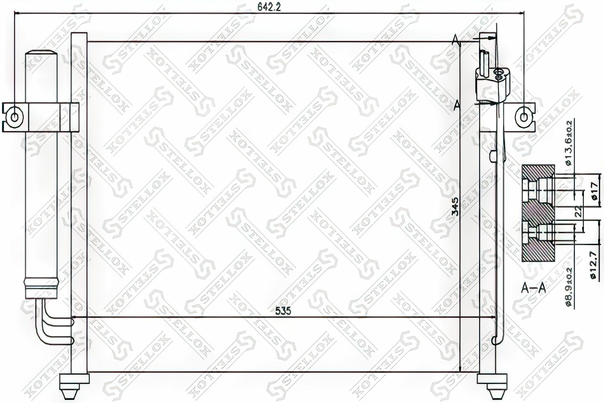Радиатор кондиционера для Хендай Гетц 10-45027-SX STELLOX