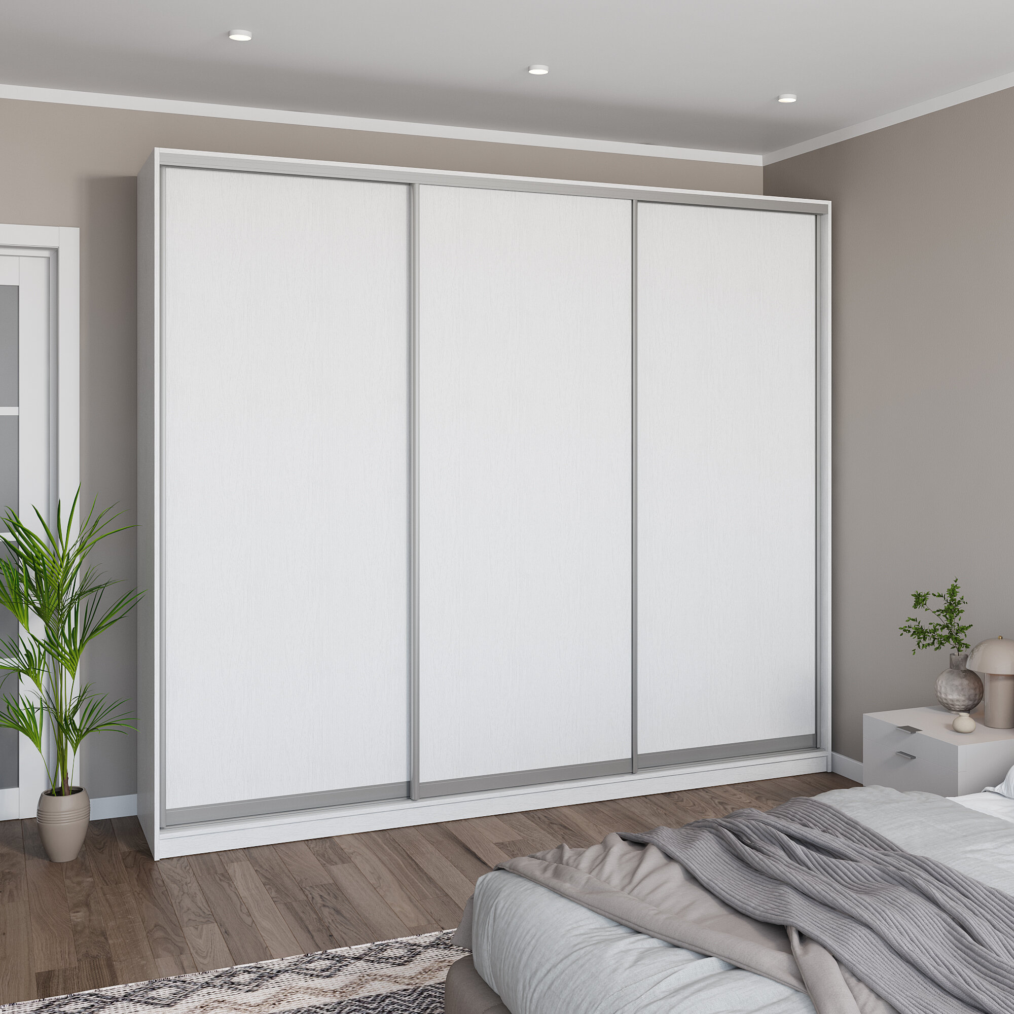 Шкаф купе для одежды "MELIA" белый без зеркал 260 х 58 х 230 см (ШхГхВ)