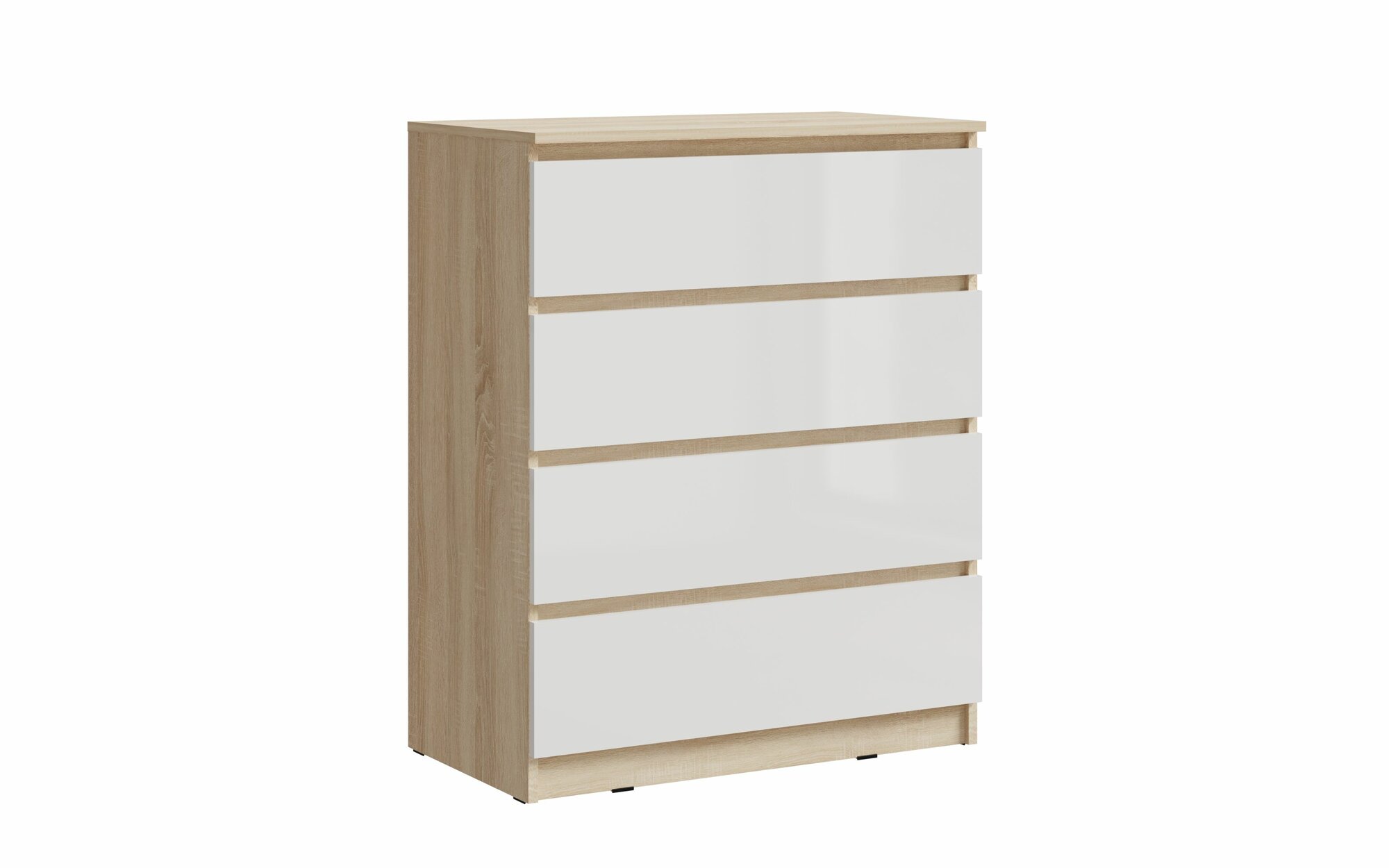 Челси Комод 800 (4 ящика) (Ш) (Белый глянец, дуб сонома) (Миф)