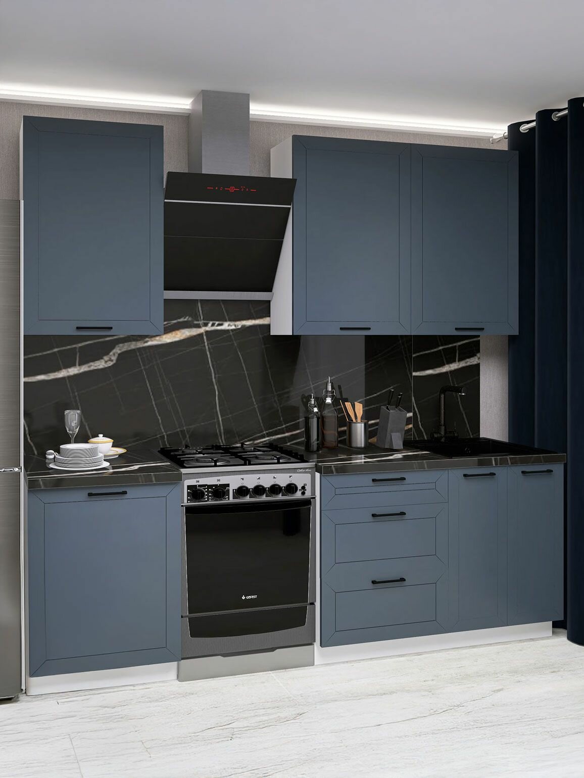 Кухонный гарнитур Сектор 1.8 м, мебель для дома и кухни, Белый / Океания