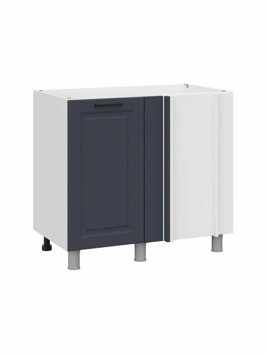 Кухонный модуль напольный, стол угловой Шервуд с полками, с доводчиками, 90х50.6х82.4 см, Белый / Шато индиго