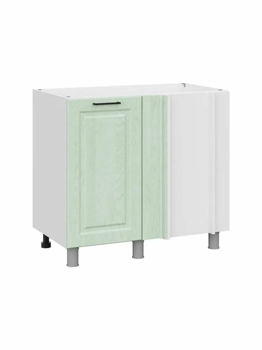 Кухонный модуль напольный, стол угловой Шервуд с полками, с доводчиками, 90х50.6х82.4 см, Белый / Шато мята