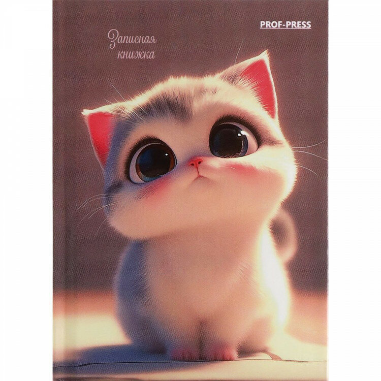 Записная книжка А7 твердая обложка 64 листа (Prof-Press) Милый котенок глянцевая ламинация арт.64-1686. Количество в наборе 4 шт.